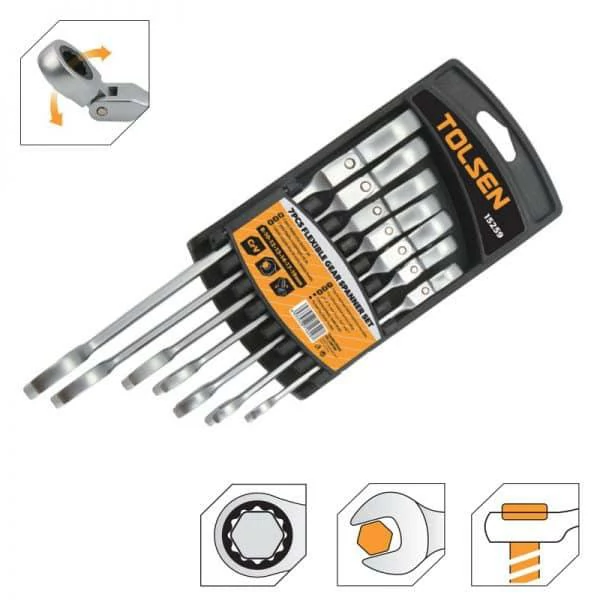 7 PCS FLEXIBLE GEAR SPANNER SET 8MM -19 MM | Royal.Tools Kuwait